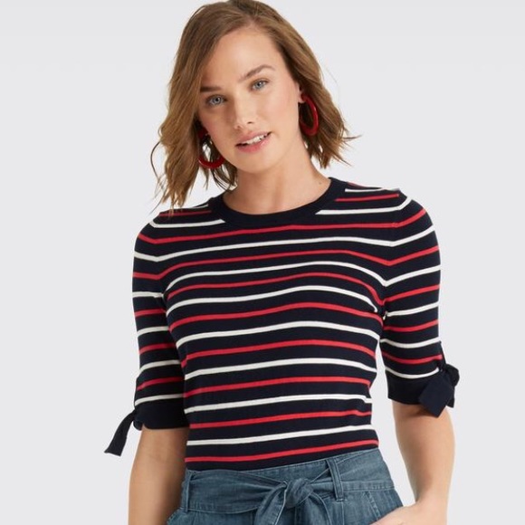 Draper James | Sweaters | Draper James Stripe Tie Sleeve Sweater | Poshmark